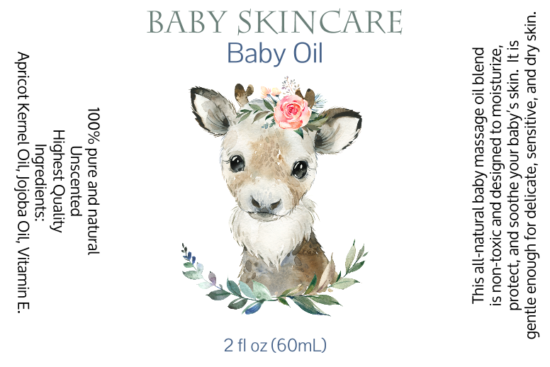 Baby Oil Dropper Bottle Label - 3" x 2"
